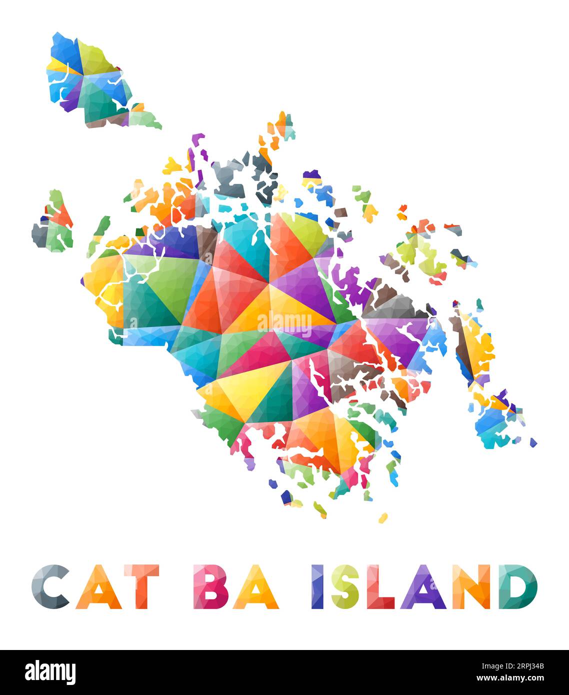Cat Ba Island - colorful low poly island shape. Multicolor geometric ...