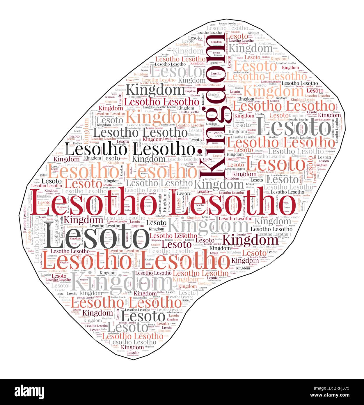 Lesotho shape filled with country name in many languages. Lesotho map ...