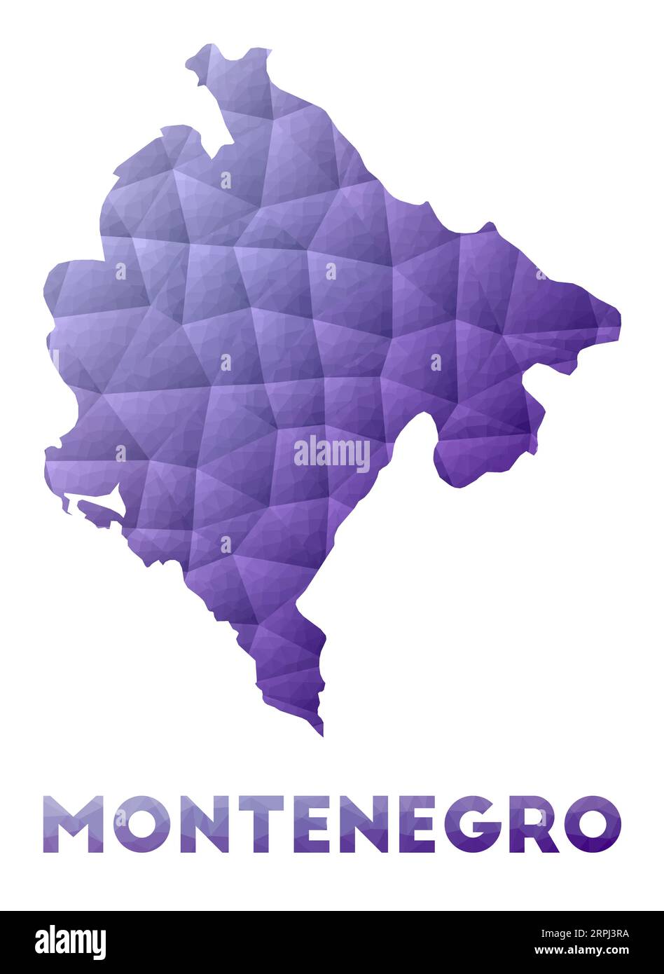 Map of Montenegro. Low poly illustration of the country. Purple ...