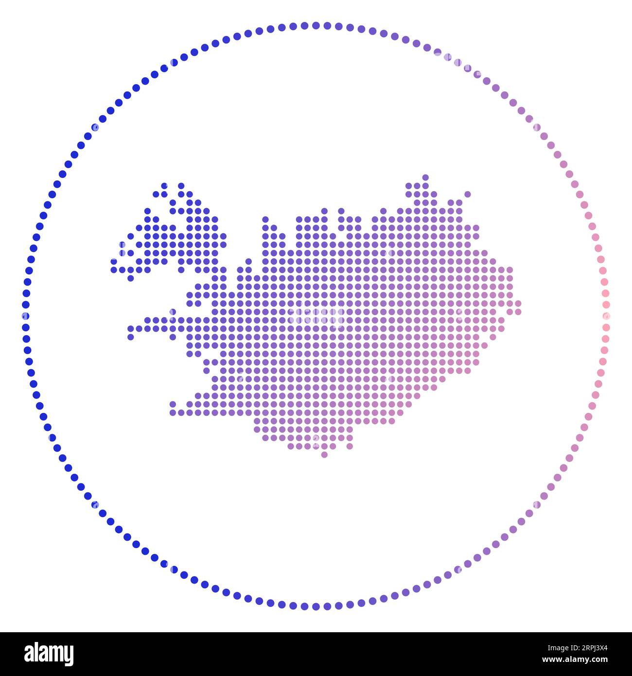Iceland digital badge. Dotted style map of Iceland in circle. Tech icon ...