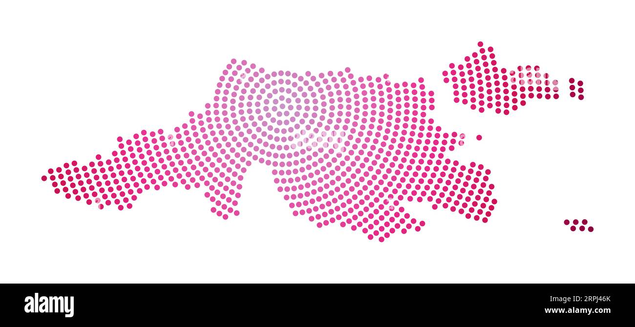 Jost Van Dyke dotted map. Digital style shape of Jost Van Dyke. Tech icon of the island with ...