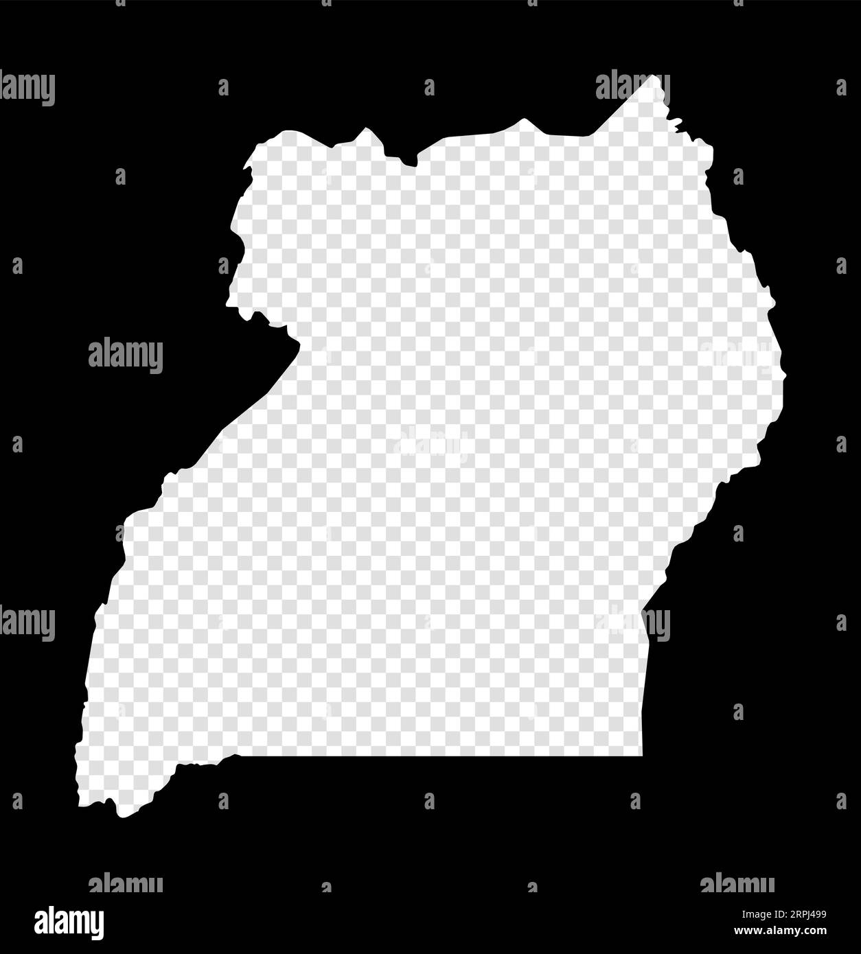 Stencil map of Uganda. Simple and minimal transparent map of Uganda ...