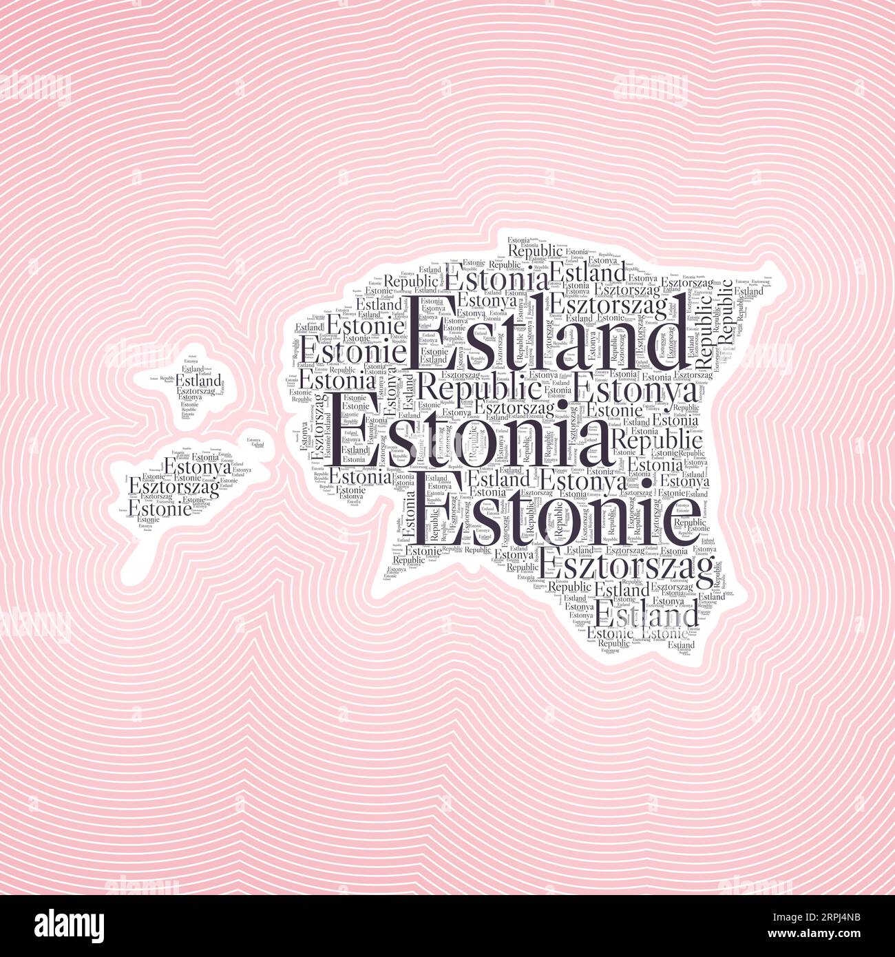 Estonia shape formed by country name in multiple languages. Estonia ...