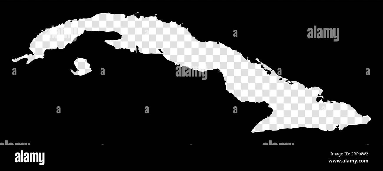 Stencil map of Cuba. Simple and minimal transparent map of Cuba. Black ...