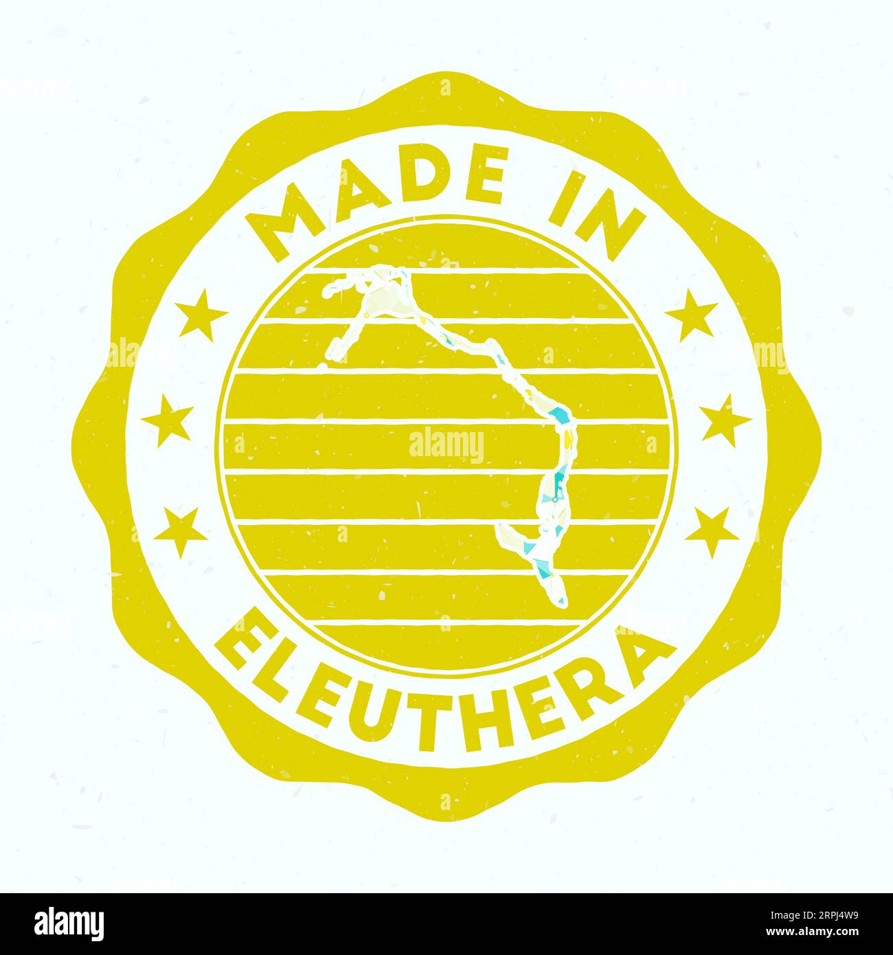 Made in Eleuthera. Island round stamp. Seal of Eleuthera with border ...