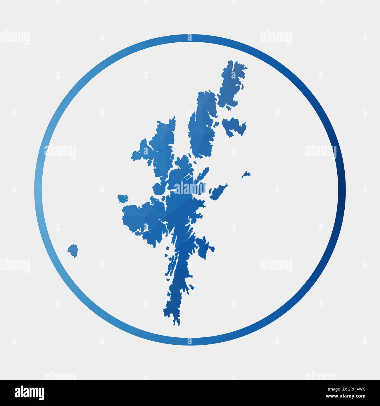 Mainland icon. Polygonal map of the island in gradient ring. Round low ...