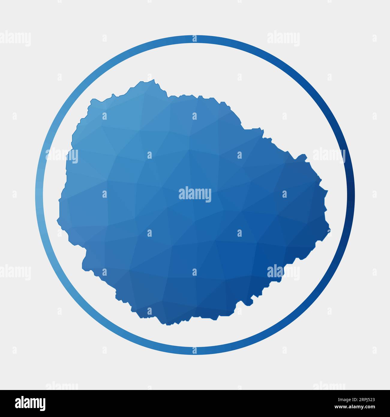 La Gomera icon. Polygonal map of the island in a gradient ring. Round ...