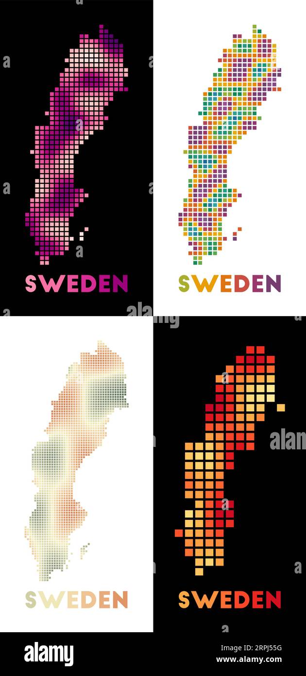 Sweden map. Collection of maps of Sweden in dotted style. Borders of ...
