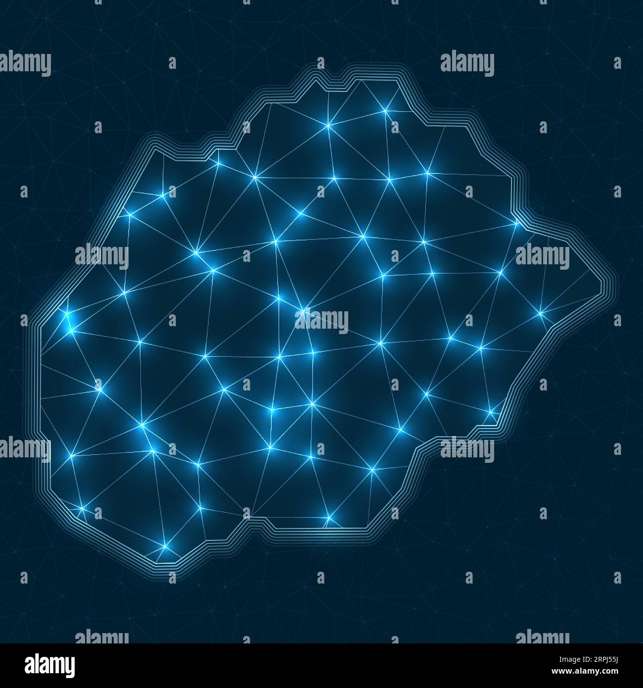 Alegranza network map. Abstract geometric map of the island. Digital ...