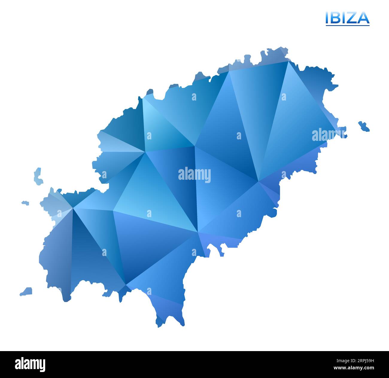 Vector polygonal Ibiza map. Vibrant geometric island in low poly style ...