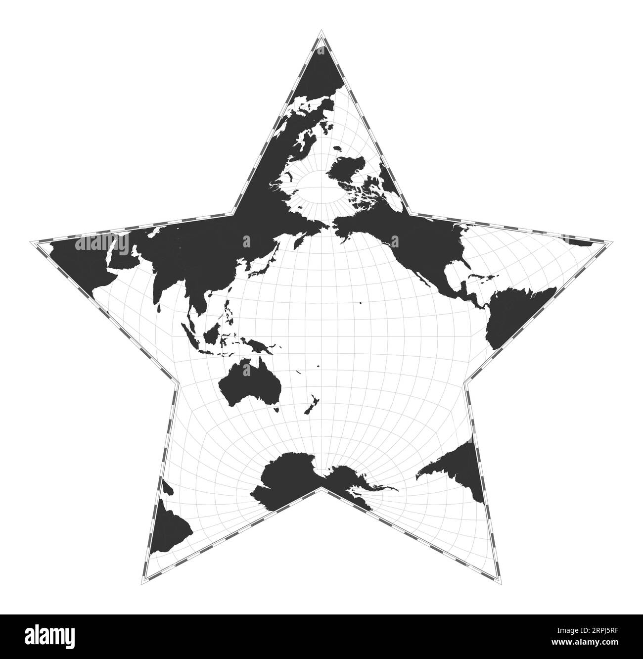 Vector world map. Berghaus star projection. Plain world geographical ...