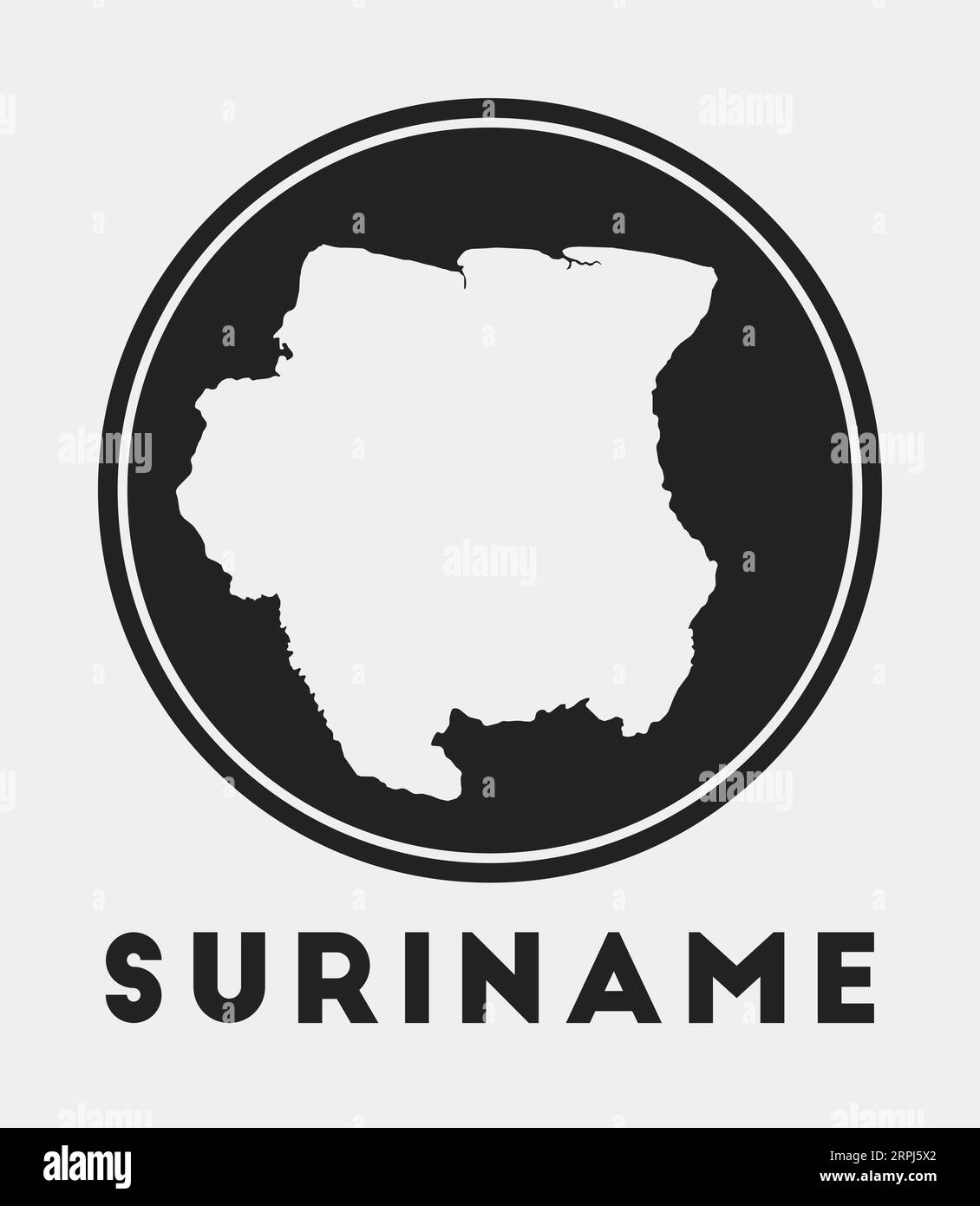 Suriname icon. Round logo with country map and title. Stylish Suriname ...
