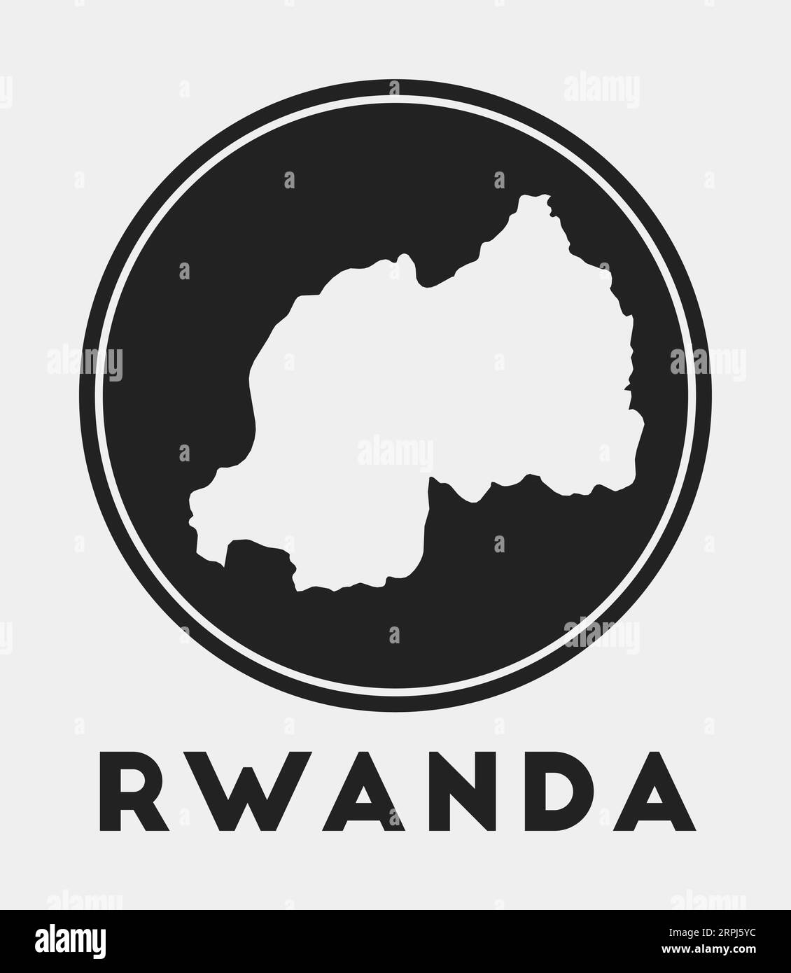 Rwanda icon. Round logo with country map and title. Stylish Rwanda ...