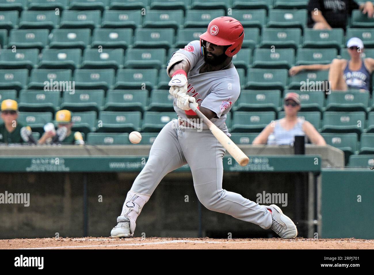 Winnipeg Goldeyes Dayson Croes (8) swings at a pitch during the FM ...