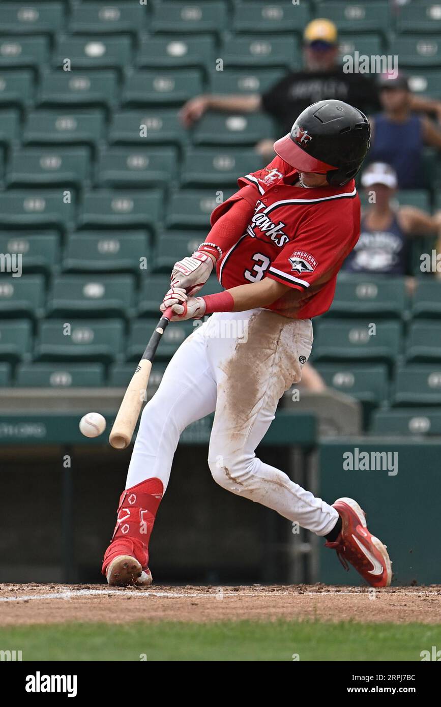 FM RedHawks Nick Novak (3) swings at a pitch during the FM Redhawks ...