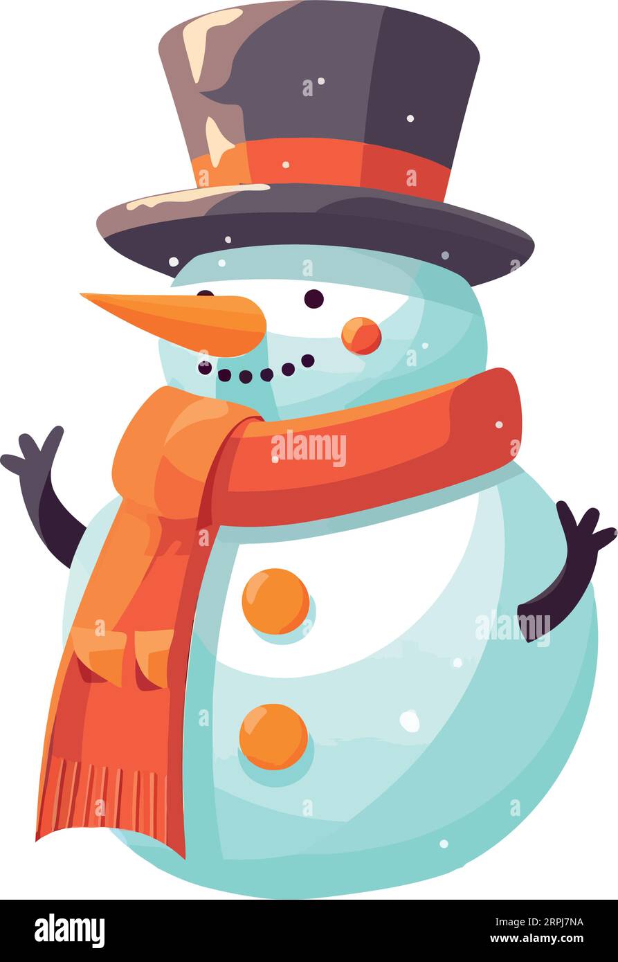 Smiling snowman in top hat over white Stock Vector Image & Art - Alamy