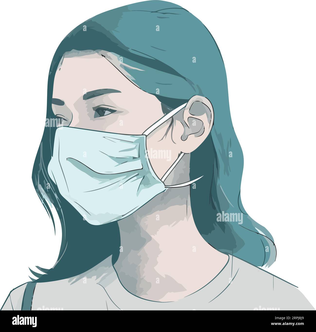Caucasian woman wearing surgical mask Stock Vector Images - Alamy