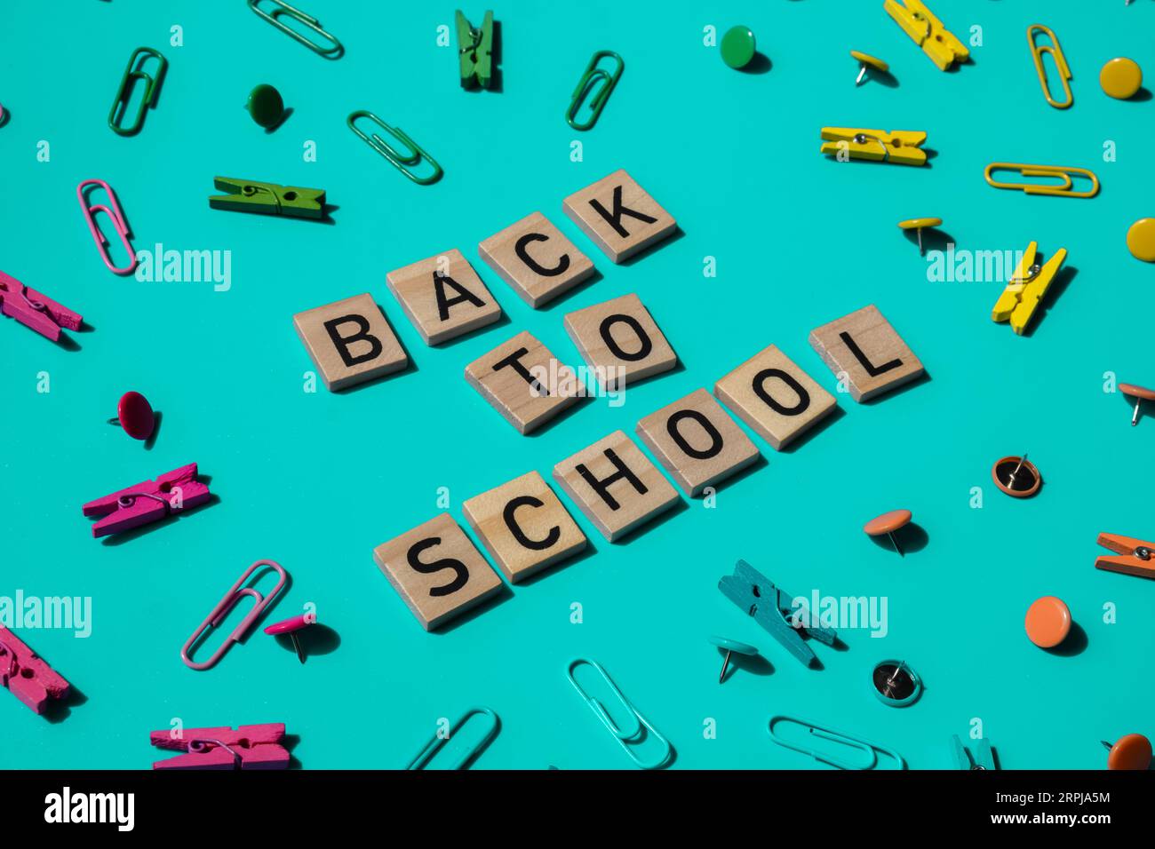 Educational greeting announcement for students and teacher. Saying BACK ...