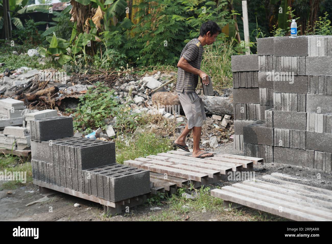 Jakarta, Indonesia. 27th July, 2023. Bricks made from plastic, among ...
