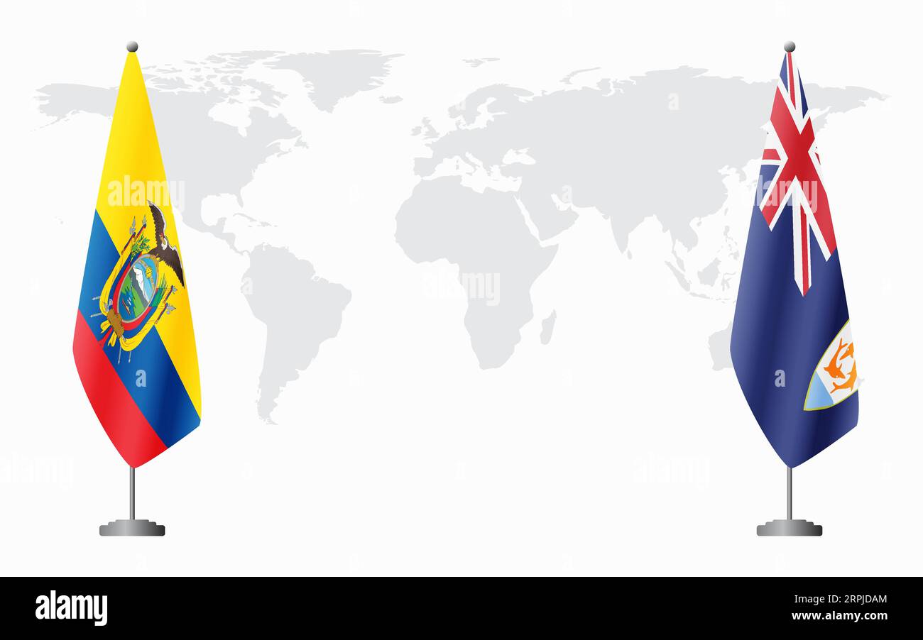 Ecuador and Anguilla flags for official meeting against background of ...