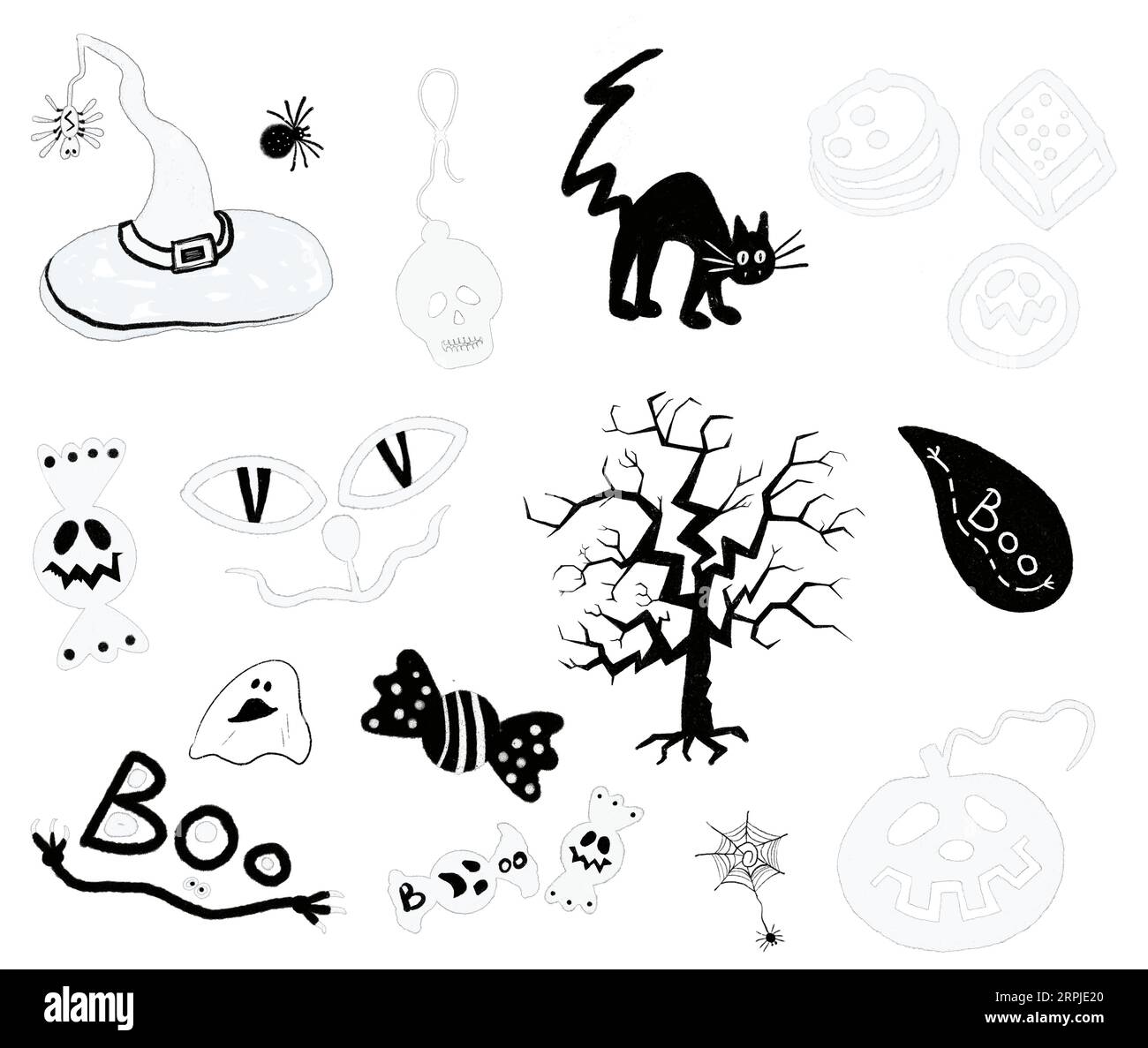 Halloween illustration collection isolated on white background Stock ...