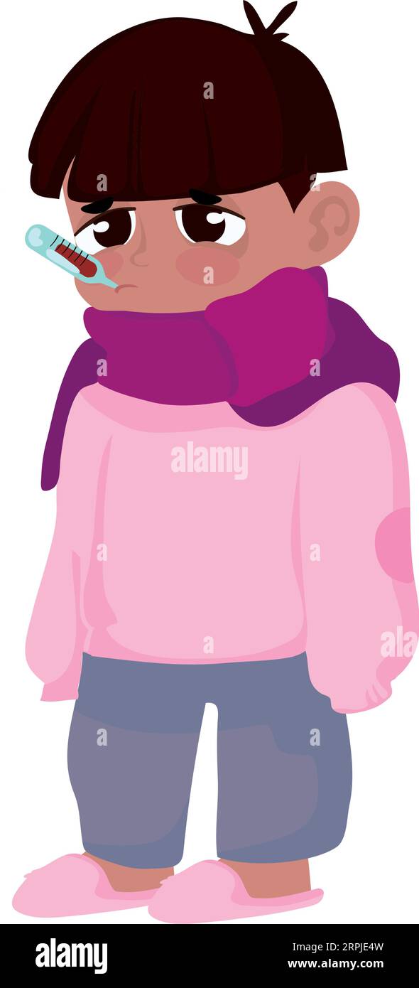 kid sick with fever Stock Vector Image & Art - Alamy