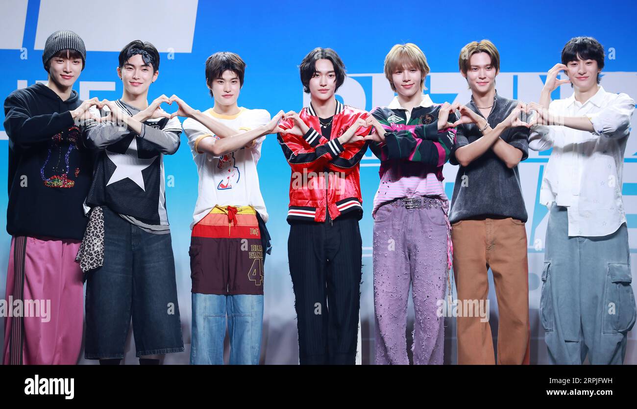 05th Sep, 2023. S. Korean boy group Riize South Korean boy group Riize poses for a photo during ...