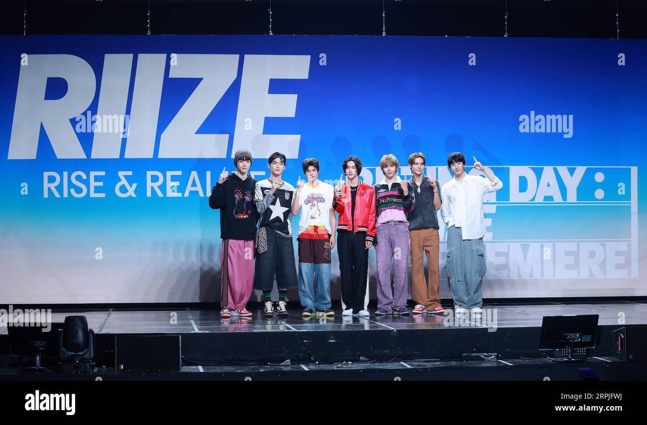 05th Sep, 2023. S. Korean boy group Riize South Korean boy group Riize poses for a photo during ...