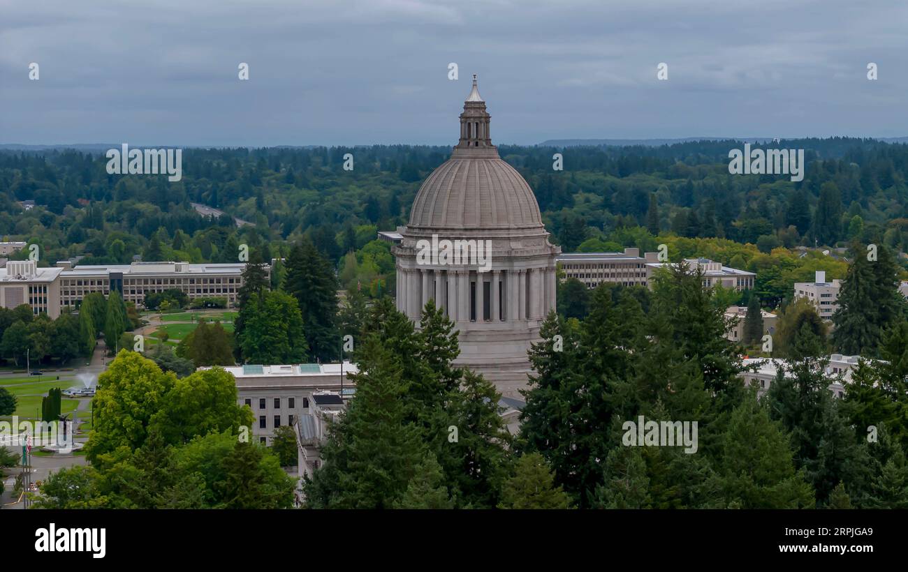 Olympia, WA, USA. 4th Sep, 2023. Aerial view of The Washington State ...