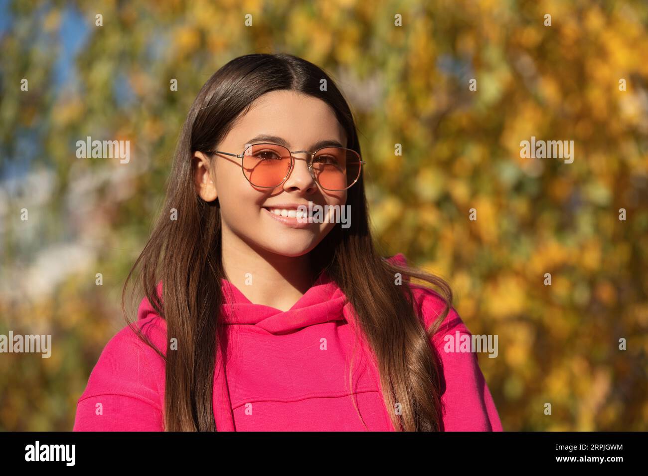 Fall season. Girl dreams in autumn fall. Autumn mood of adolescent ...
