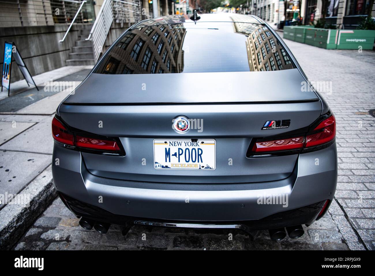New York City, USA - July 15, 2023: BMW F90 M5 silver color car parked ...