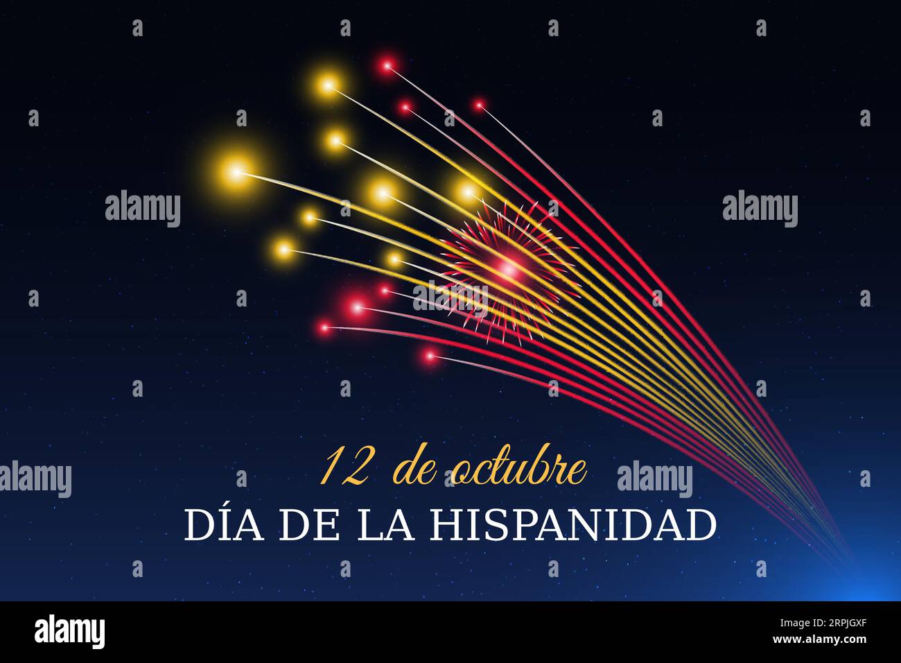 October 12, spain national day, hispanidad. spanish colorful fireworks ...