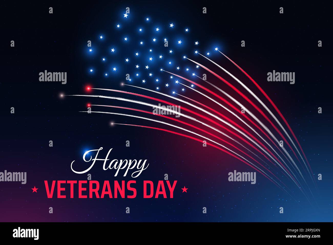 Veterans day november 11, template american fireworks blue sky ...