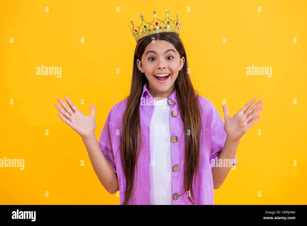 girl wearing a crown. girlish look. teen girl look girlish in the crown ...