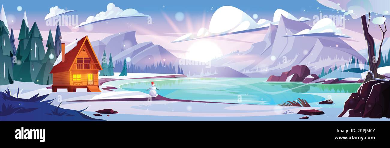 Frozen pond beautiful snow Stock Vector Images - Alamy