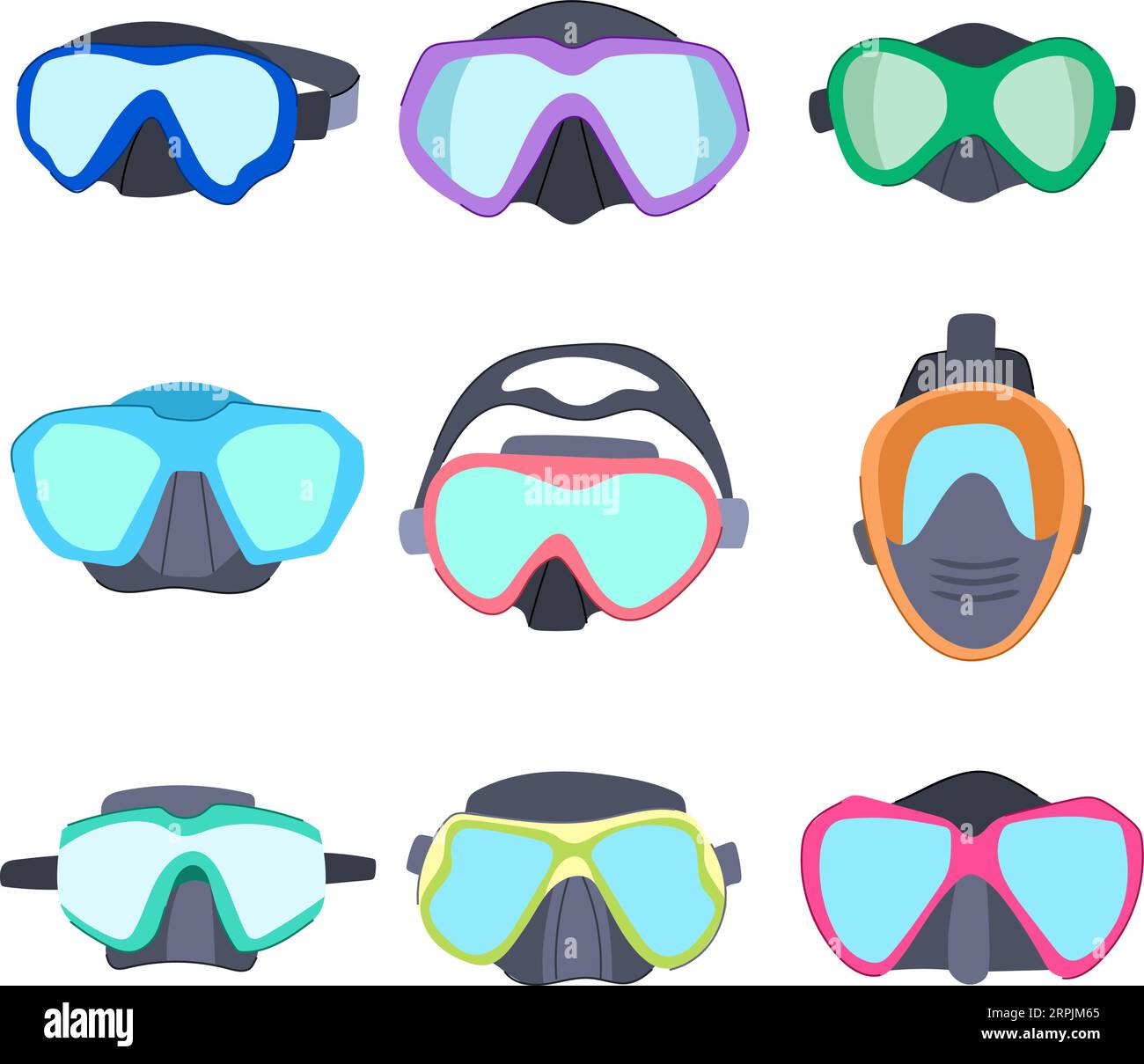 diving mask set cartoon vector illustration Stock Vector Image & Art ...