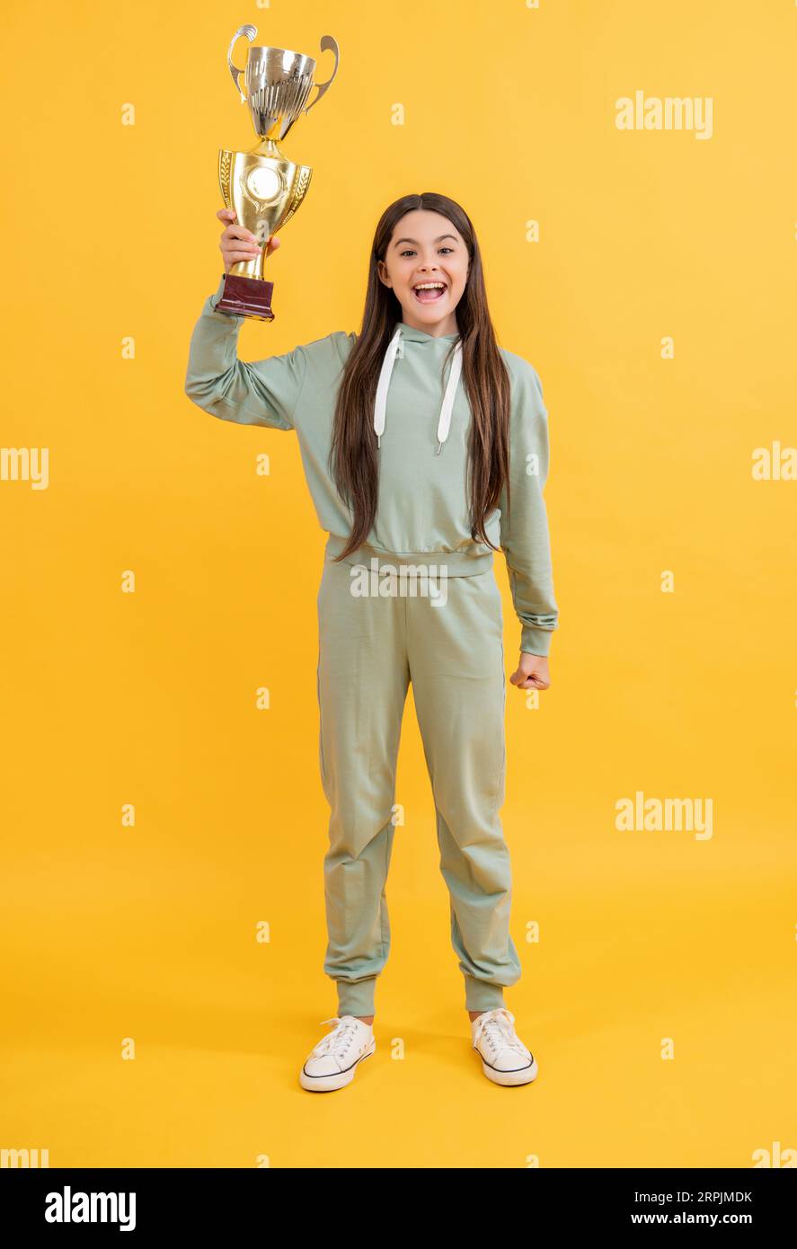 girl winner in sport. successful sport and childhood of teen. being ...