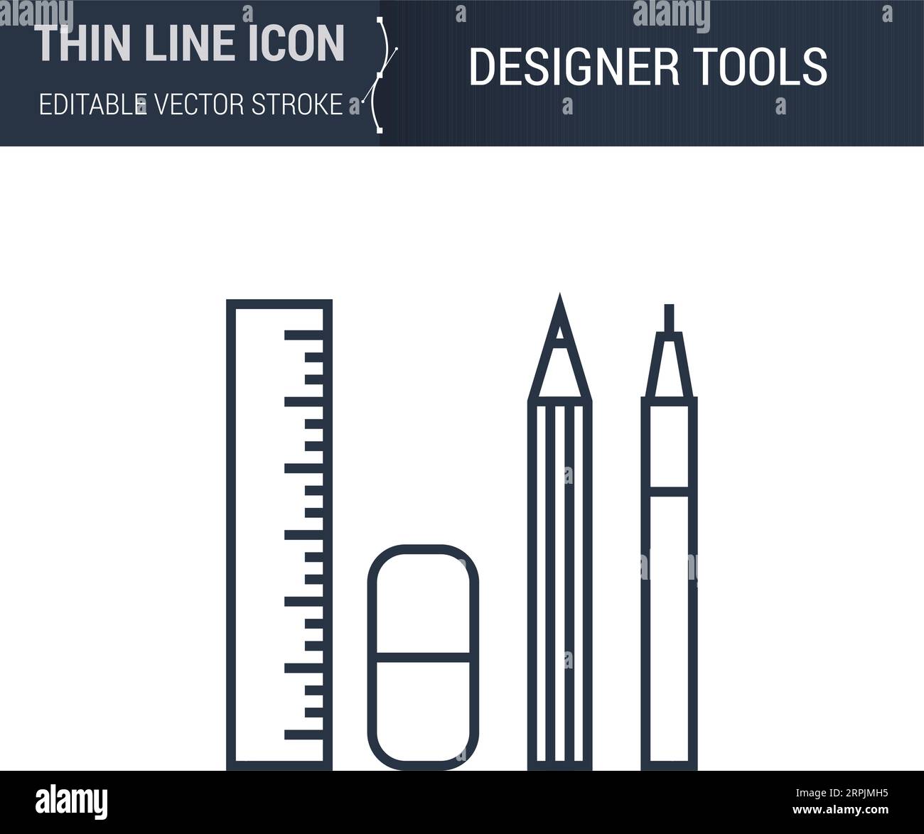 Symbol of Designer Tools Thin Line Icon of 3D Printing and Modeling Set ...