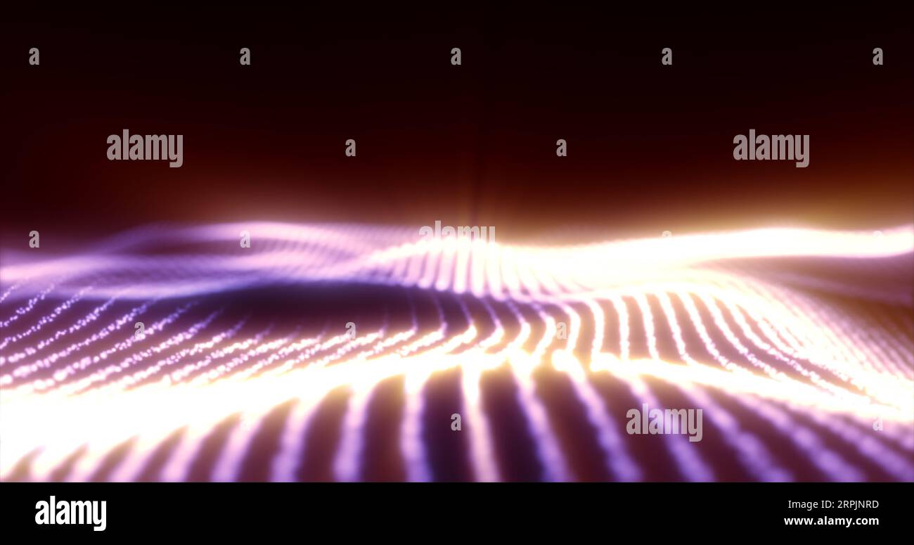 Abstract purple waves from glowing particles and lines futuristic hi ...
