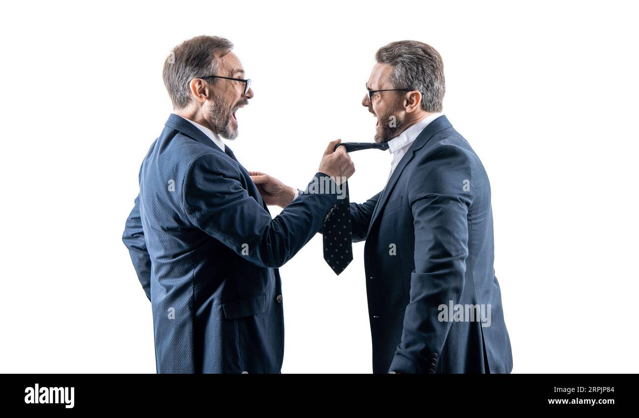 threatening business reputation. rival company threatening. businessmen ...