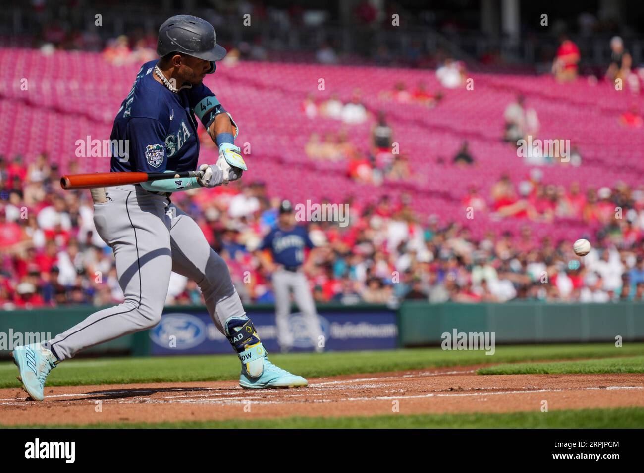Seattle Mariners' Julio Rodriguez bats during a baseball game against ...