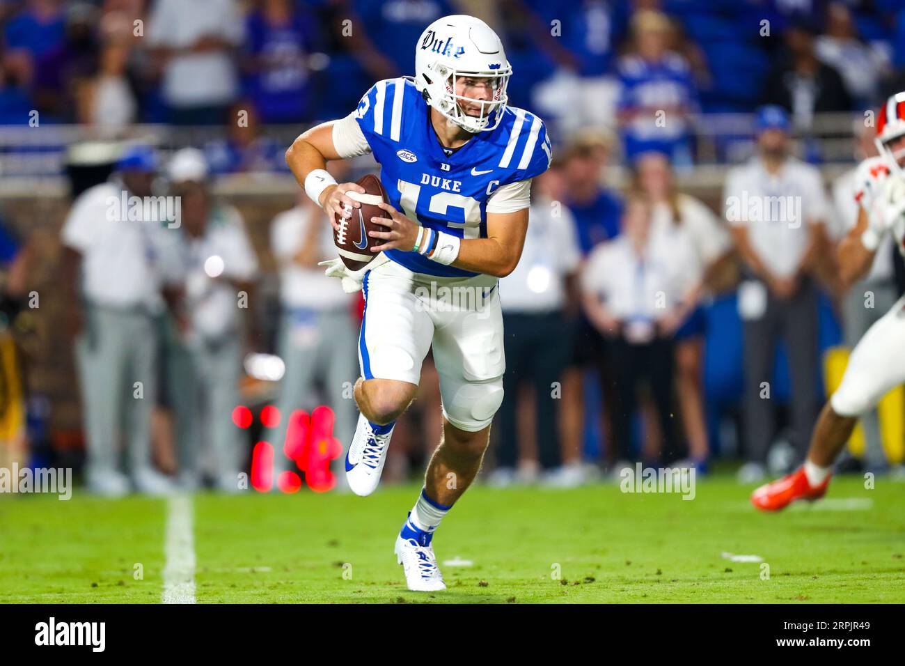 DURHAM, NC - SEPTEMBER 04: Riley Leonard #13 of the Duke Blue Devils ...