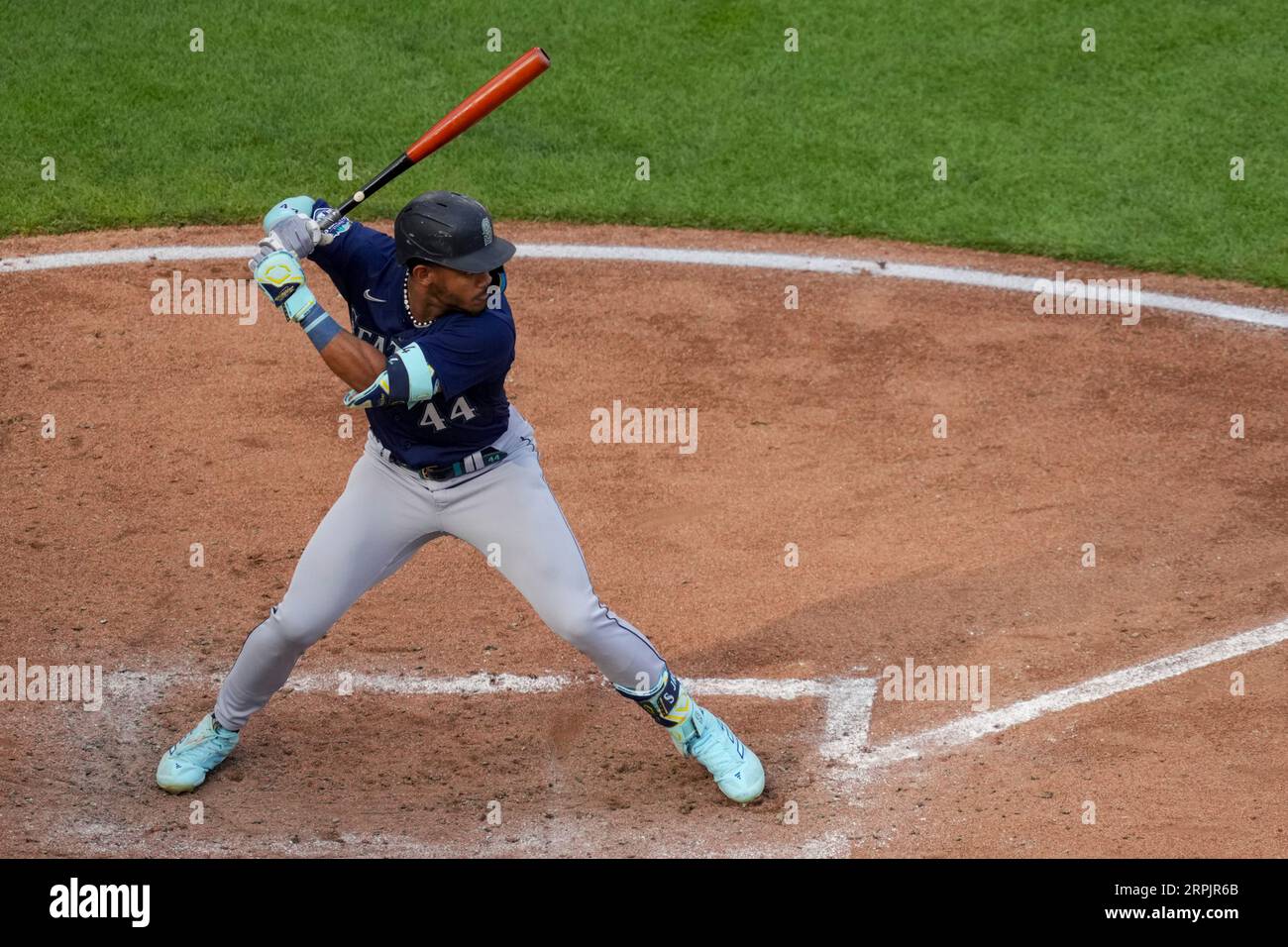 Seattle Mariners' Julio Rodriguez bats during a baseball game against ...