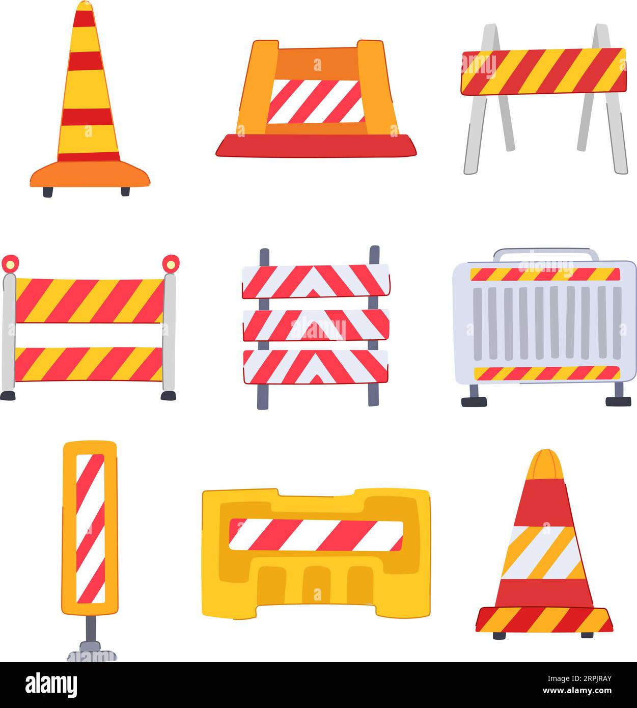 road barrier set cartoon vector illustration Stock Vector Image & Art ...