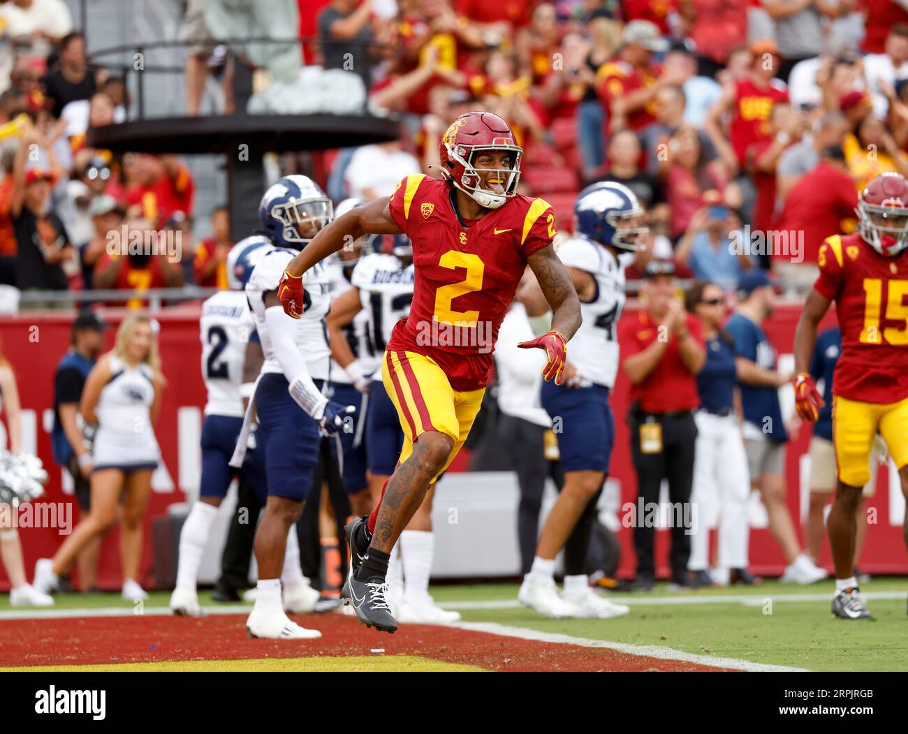 September 02, 2023 USC Trojans wide receiver Brenden Rice #2 celebrates ...