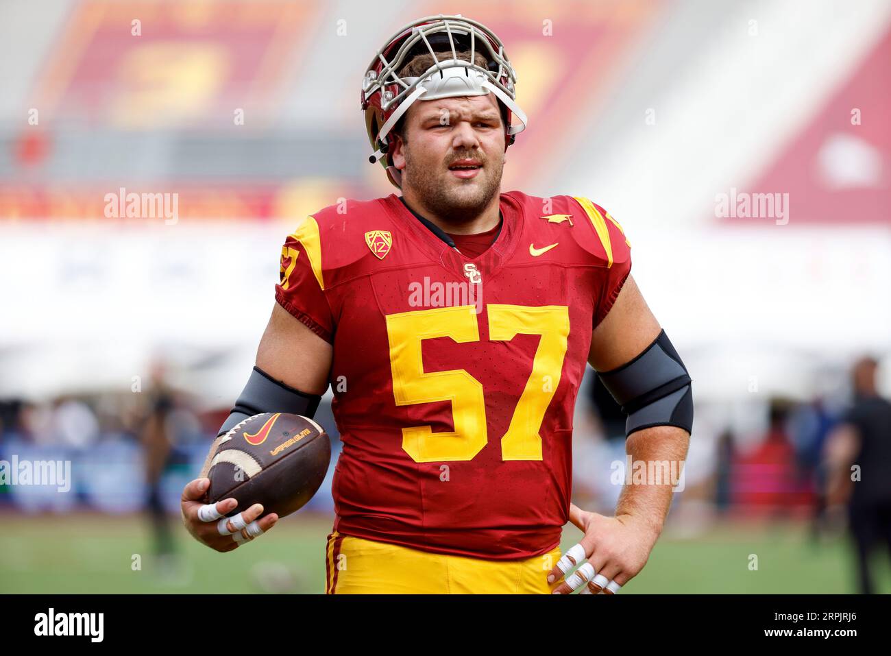 September 02, 2023 USC Trojans offensive lineman Justin Dedich #57 in ...