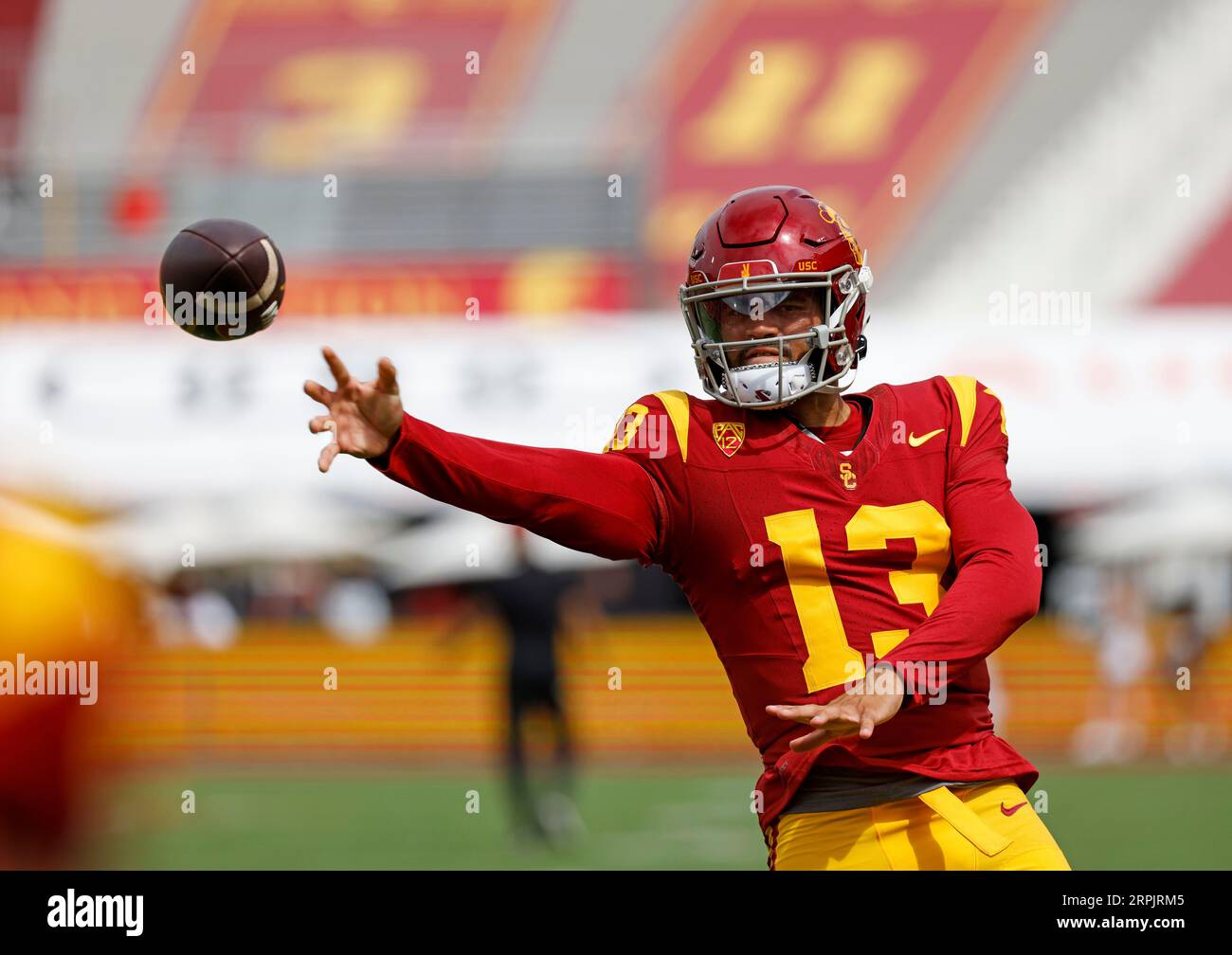 September 02, 2023 USC Trojans quarterback Caleb Williams #13 throws a ...