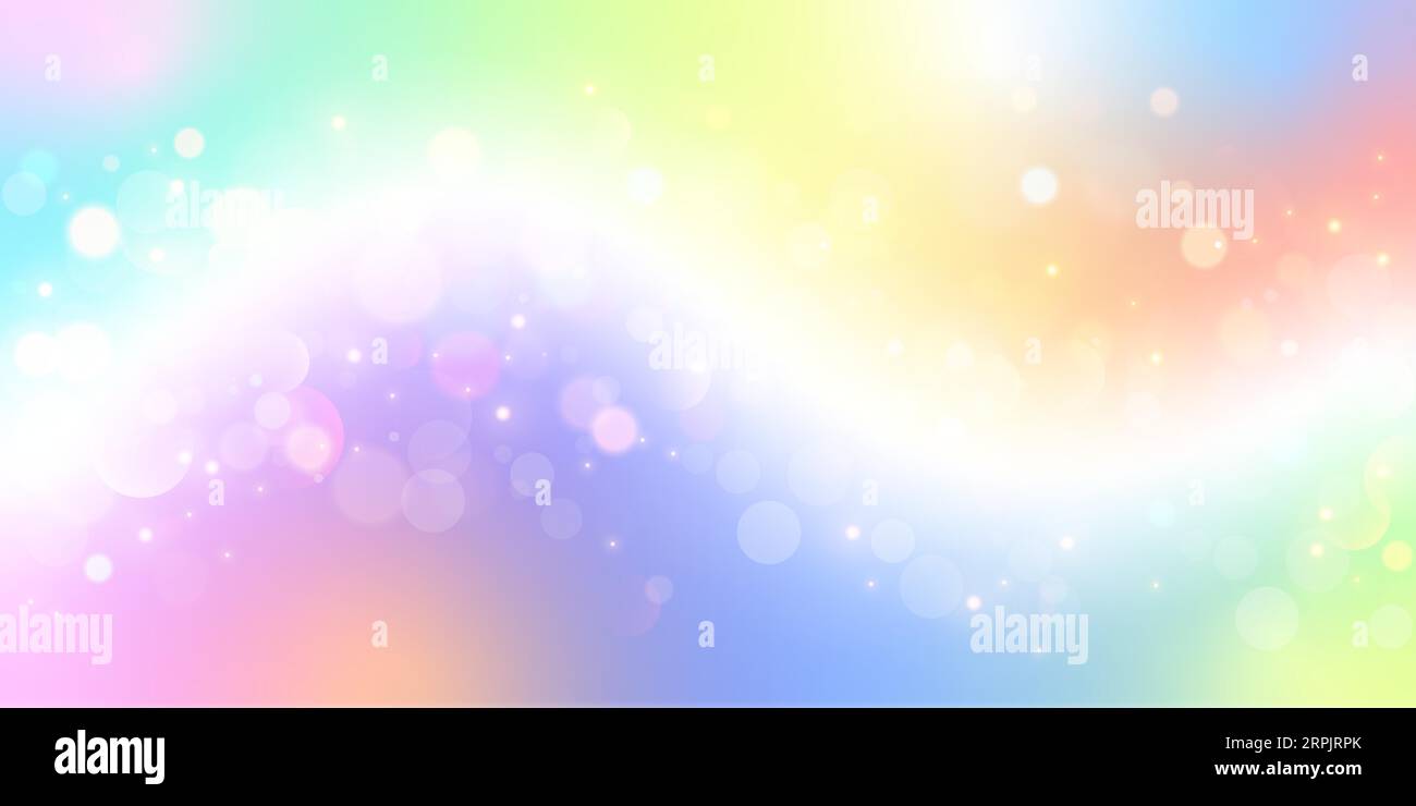 Rainbow wavy unicorn background. Pastel color sky with glitter and ...