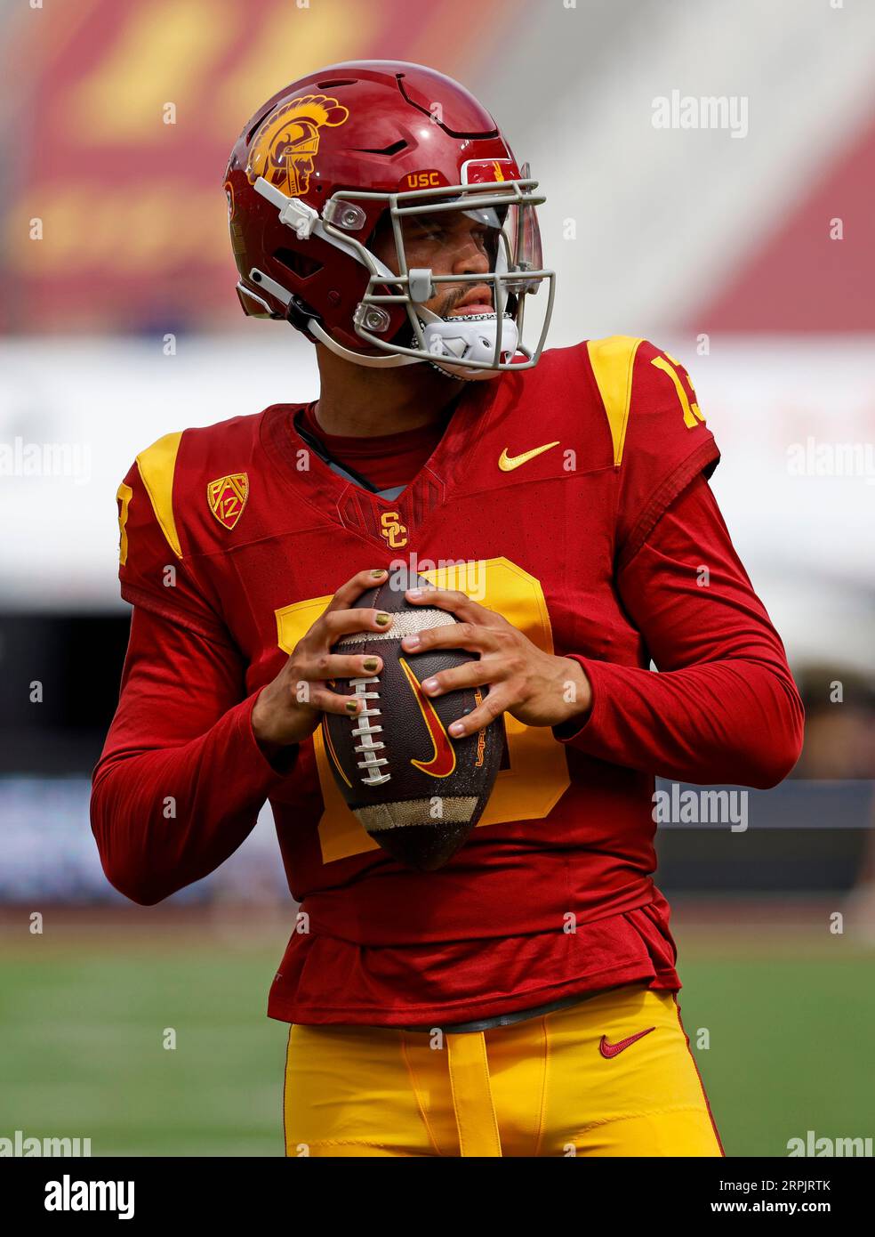 September 02, 2023 USC Trojans quarterback Caleb Williams #13 throws a ...