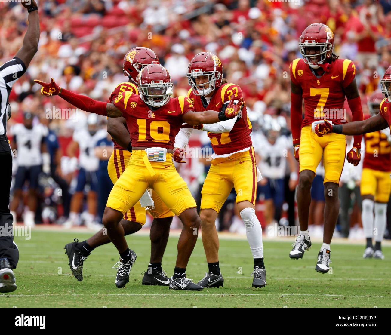 September 02, 2023 USC Trojans safety Jaylin Smith #19 celebrates a ...